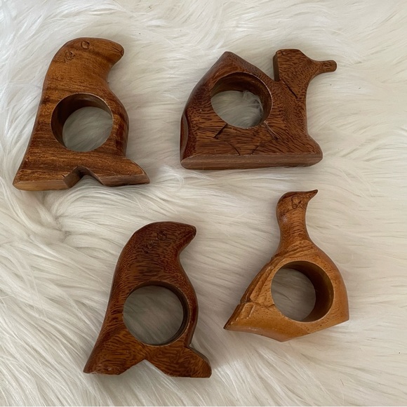 Dining | Hand Carved Wooden Animal Napkin Rings Set Of 4 Seals Camel ...